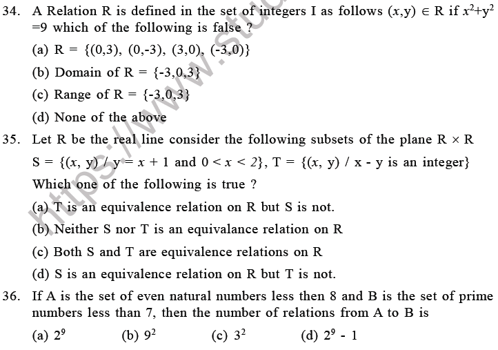 JEE Mathematics Relation and Functions MCQs Set C with Answers